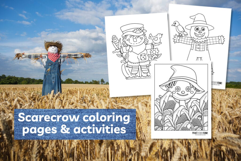 14 scarecrow coloring pages + crafts & learning activities to unlock ...