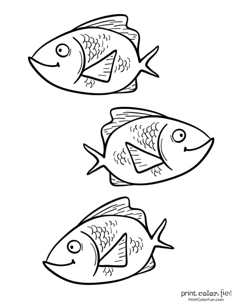 Top 100 fish coloring pages: Cute free printables, at PrintColorFun.com