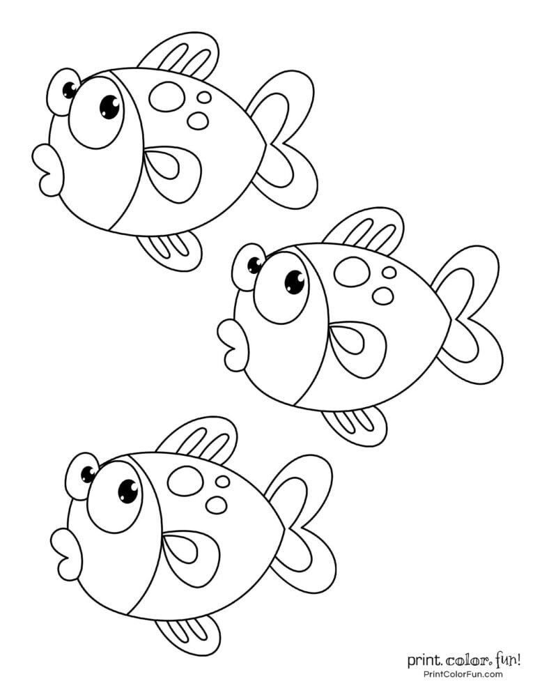 Top 100 fish coloring pages: Cute free printables, at PrintColorFun.com