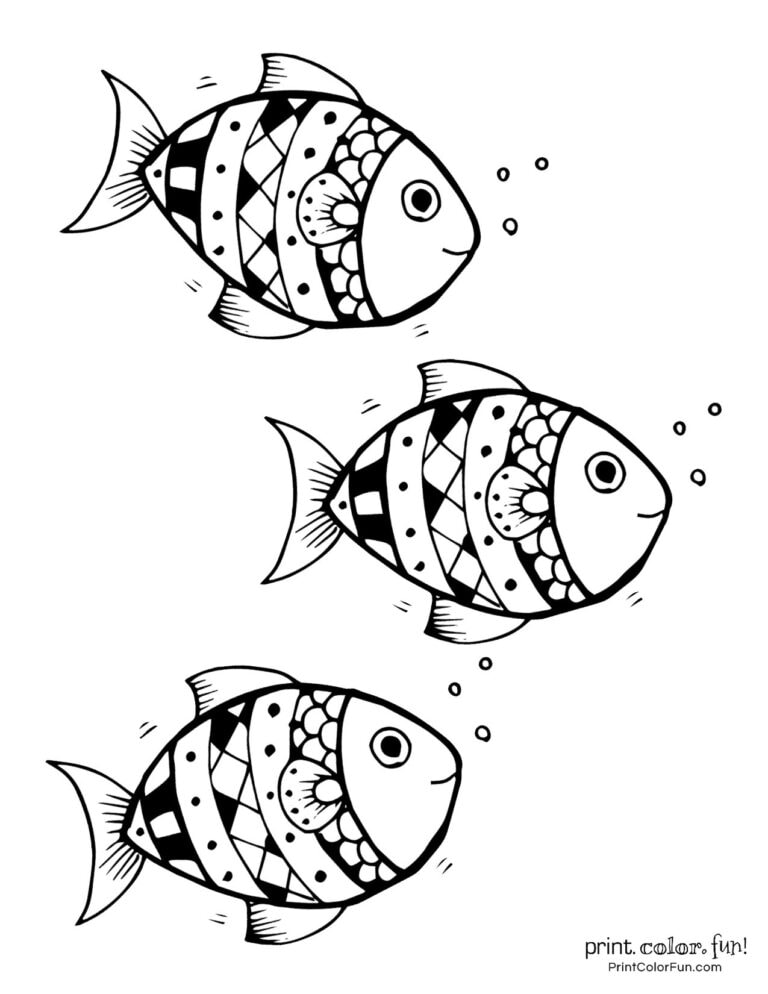 Top 100 fish coloring pages: Cute free printables, at PrintColorFun.com