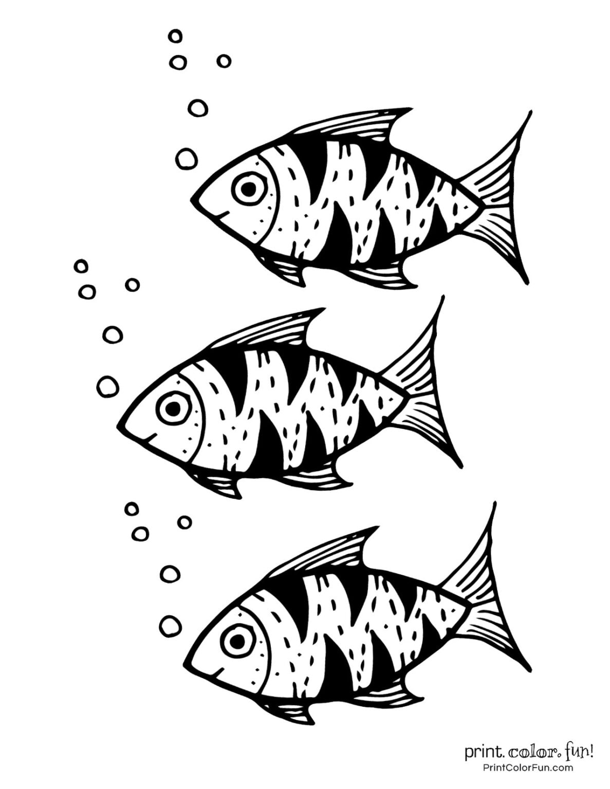 Top 100 fish coloring pages: Cute free printables, at PrintColorFun.com
