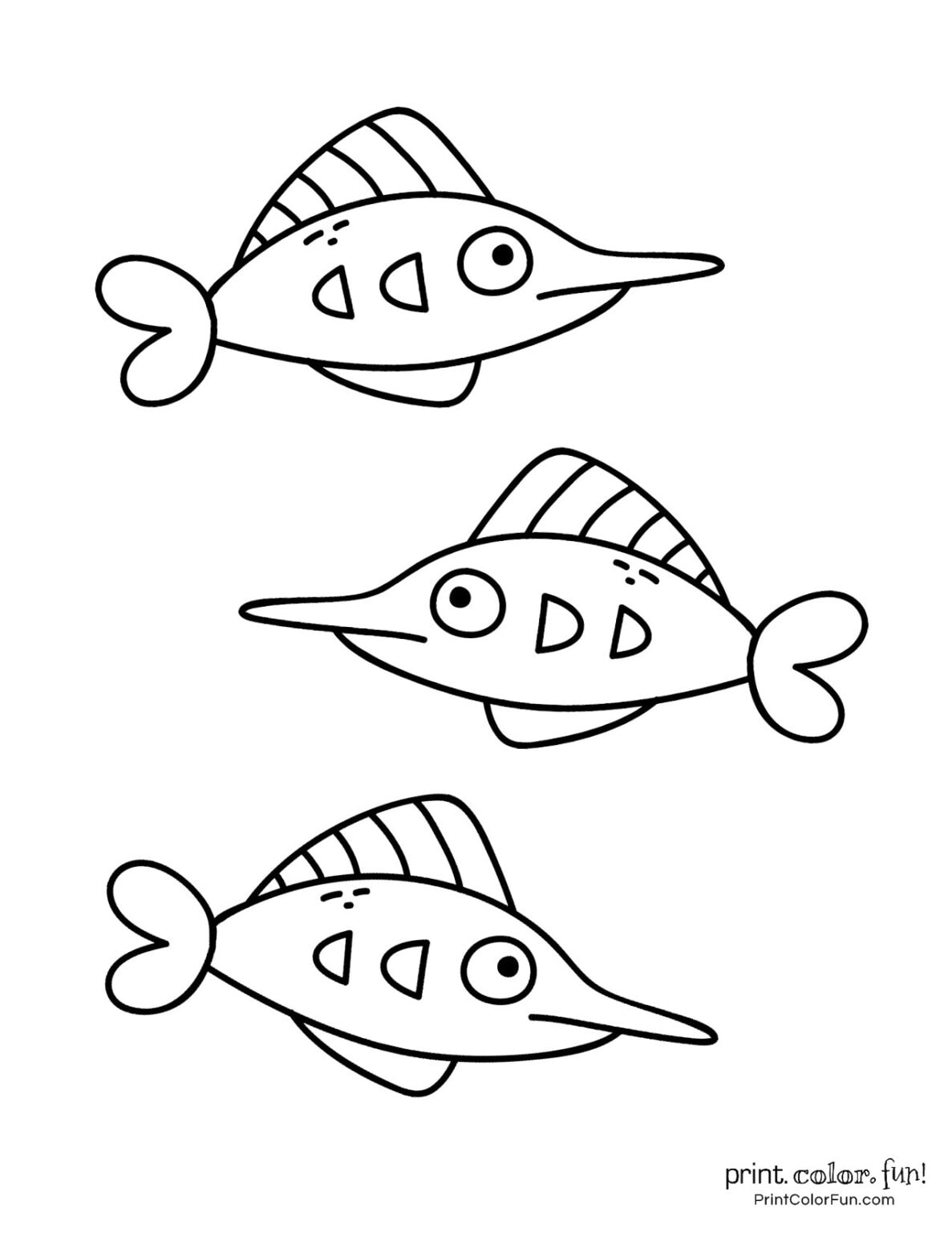 Top 100 fish coloring pages: Cute free printables, at PrintColorFun.com