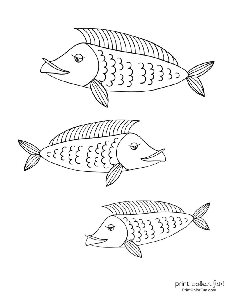 Top 100 fish coloring pages: Cute free printables, at PrintColorFun.com