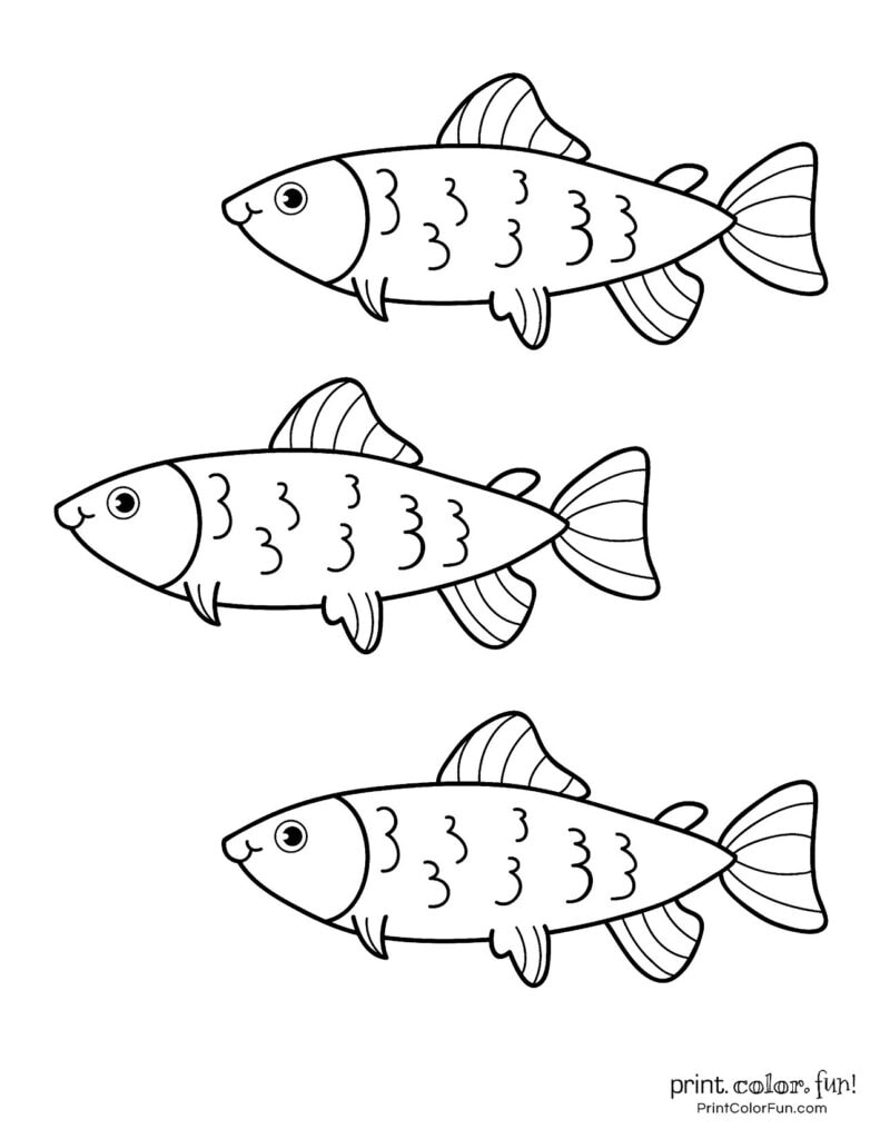 Top 100 fish coloring pages: Cute free printables, at PrintColorFun.com