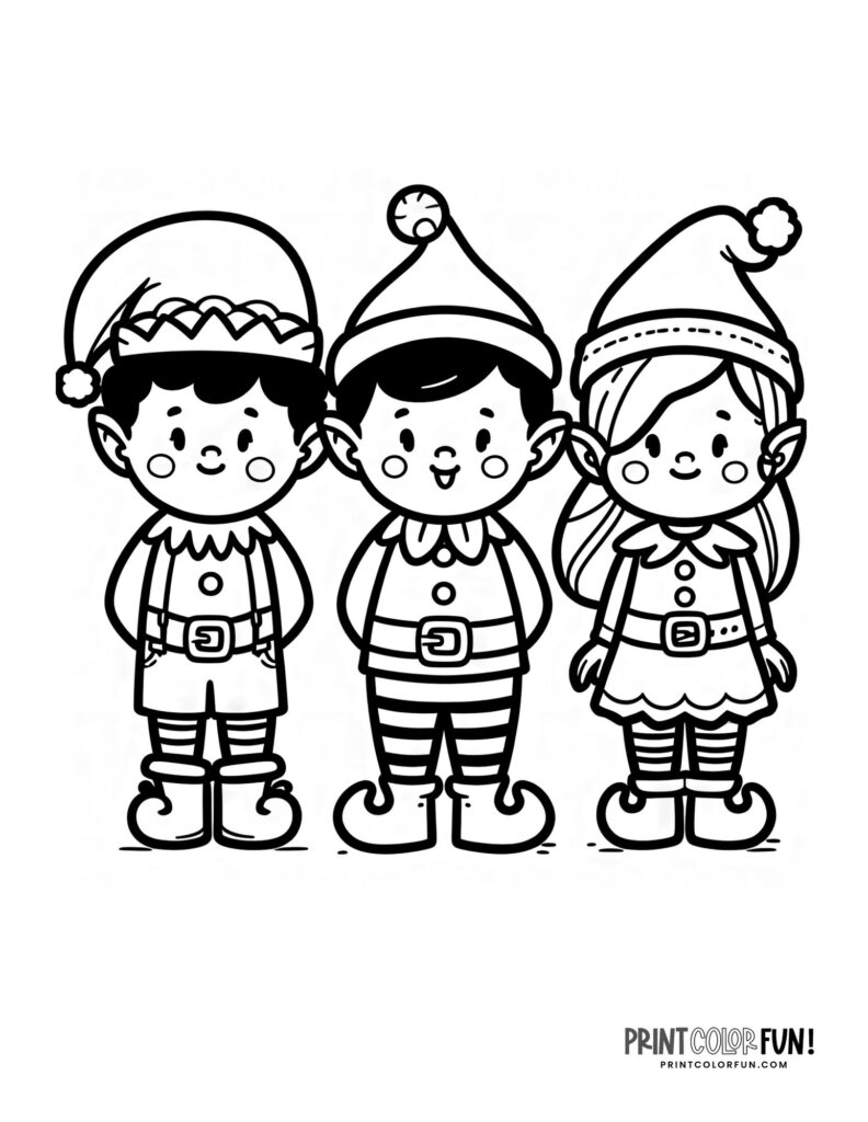 20 cute Christmas elves: Santa's elves clipart & coloring pages direct ...