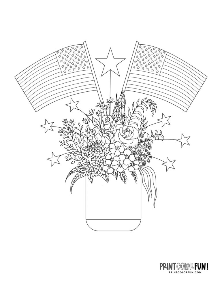 Fourth of July coloring pages: Independence Day flags, fireworks & more ...
