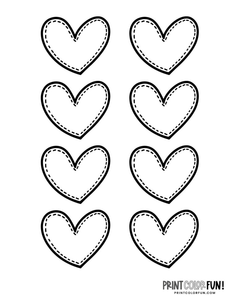 Blank heart shape coloring pages & crafty printables, at PrintColorFun.com