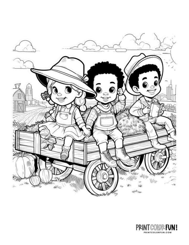 Free fall harvest coloring pages: 22 autumn pumpkin patches, hay rides ...