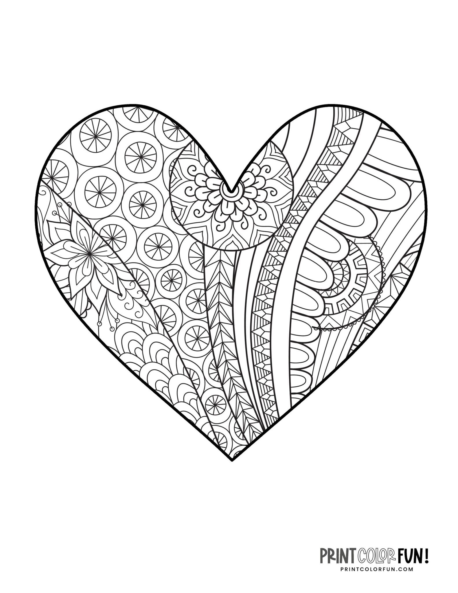 15 zen doodle heart coloring pages coloring page - Print. Color. Fun!