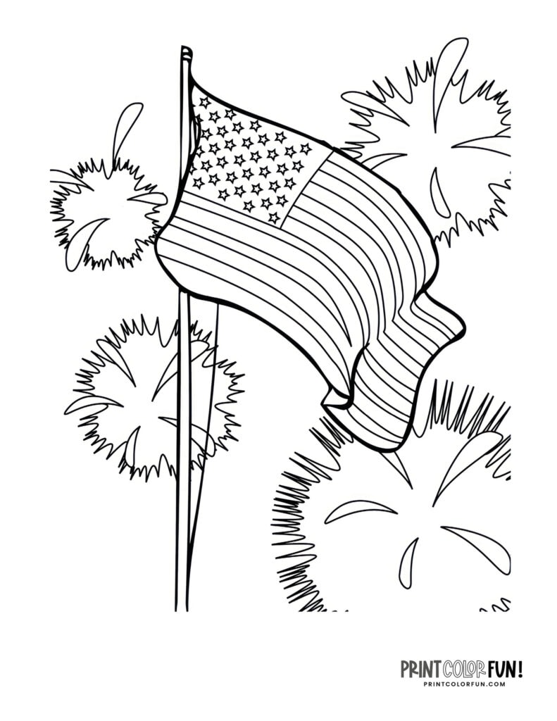 30+ Fourth of July coloring pages, plus Independence Day flags ...