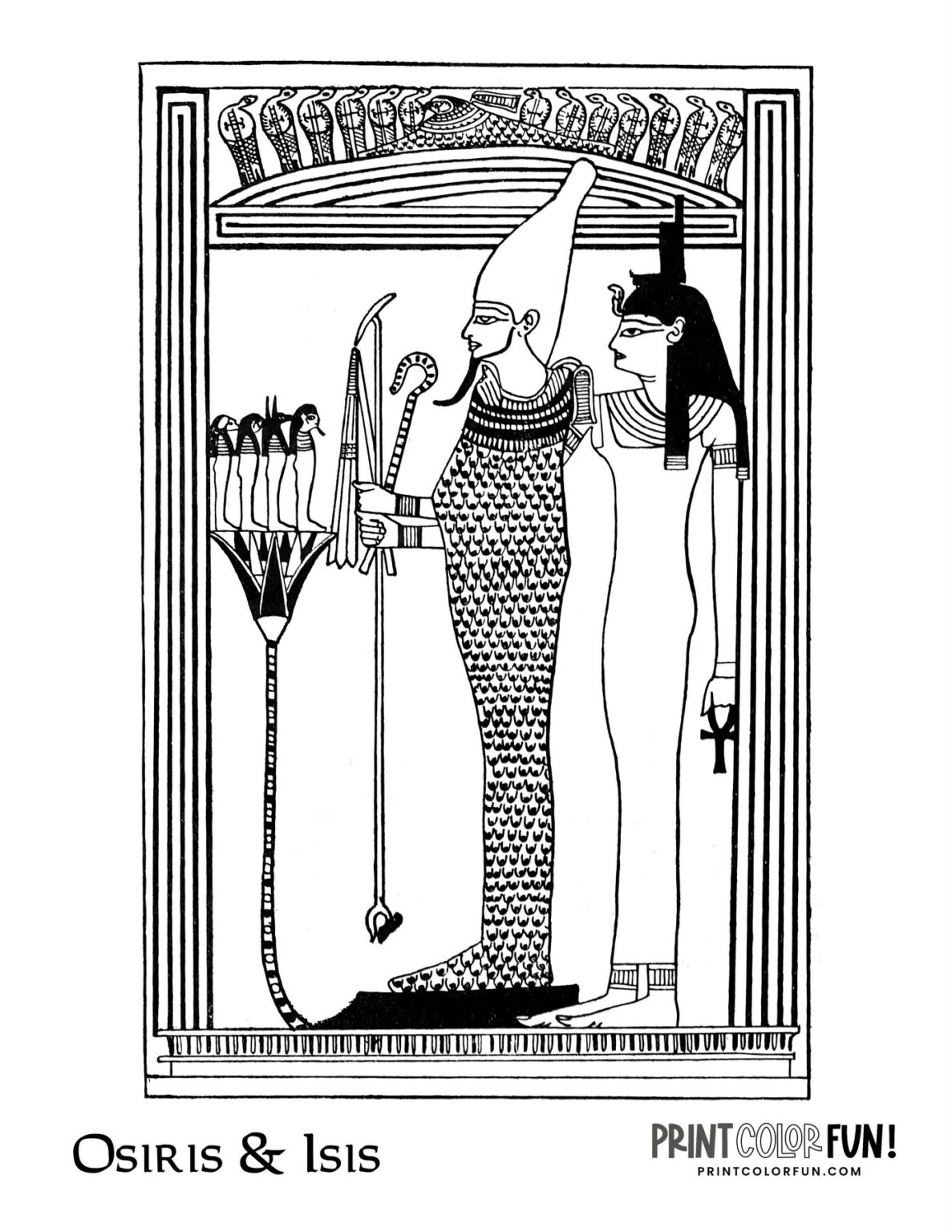 16 ancient Egyptian gods and goddesses: Coloring page printables ...