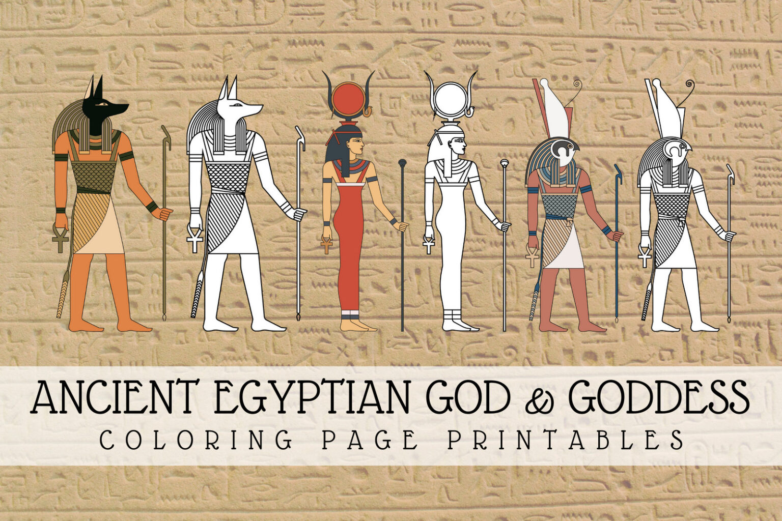 16 ancient Egyptian gods and goddesses: Coloring page printables ...