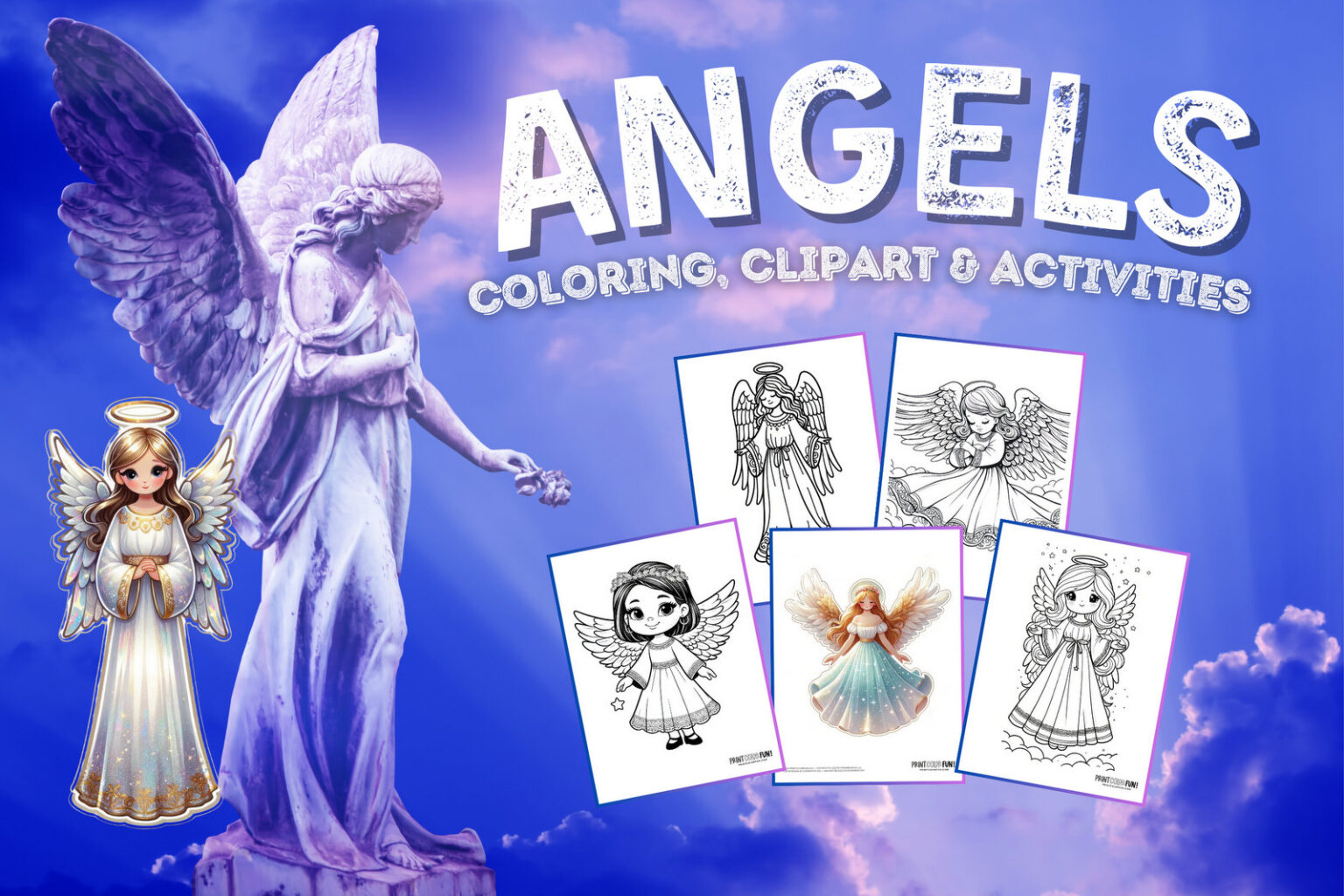Angel clipart & coloring pages, plus 10 heavenly crafts & activities ...