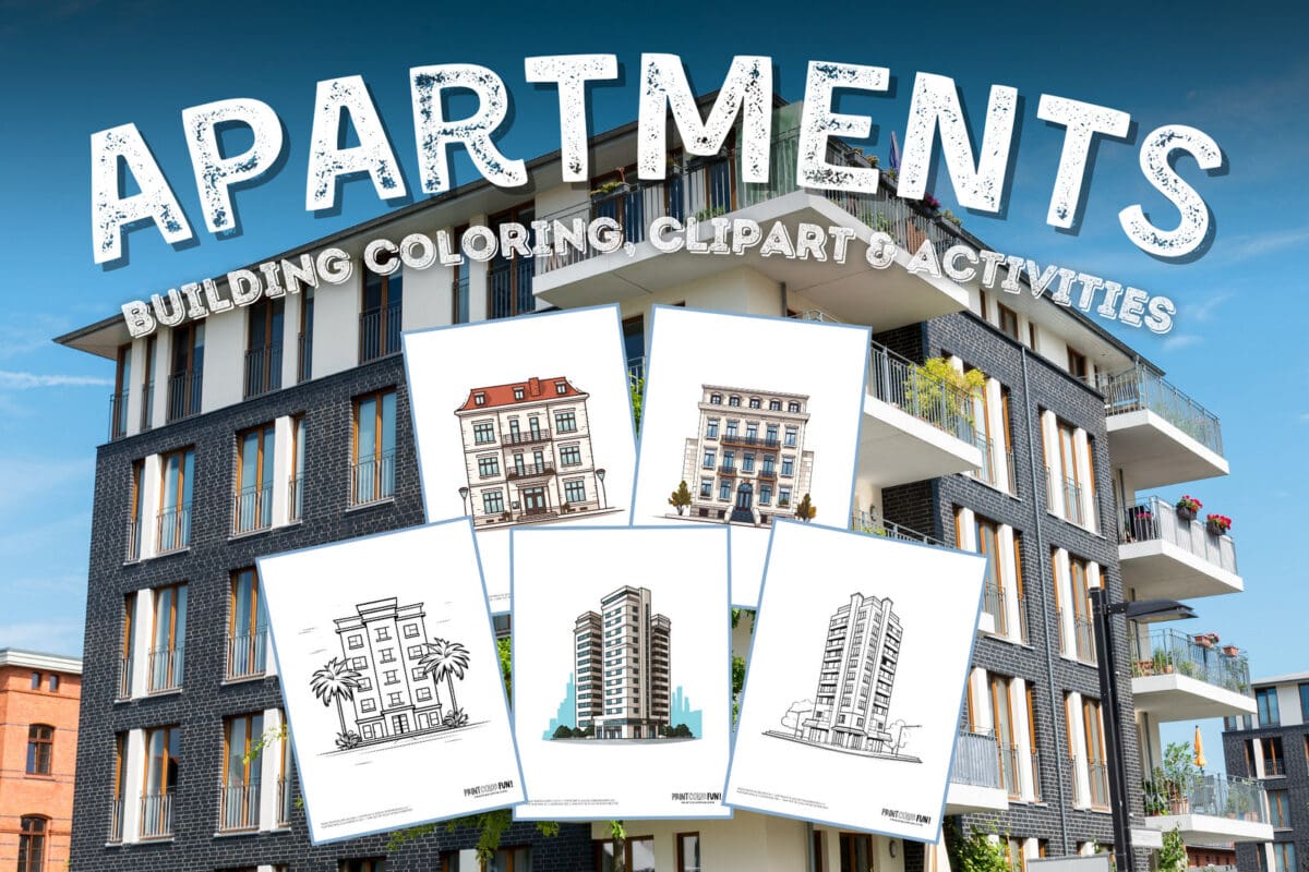 25+ apartment drawings, clipart & coloring pages, plus learning ...