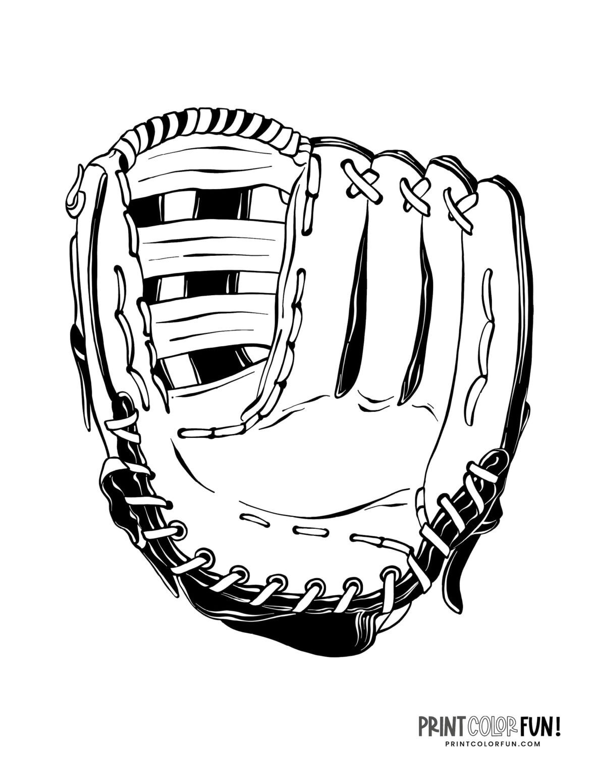 Baseball gear coloring pages: Balls & bats, mitts & hats, at ...