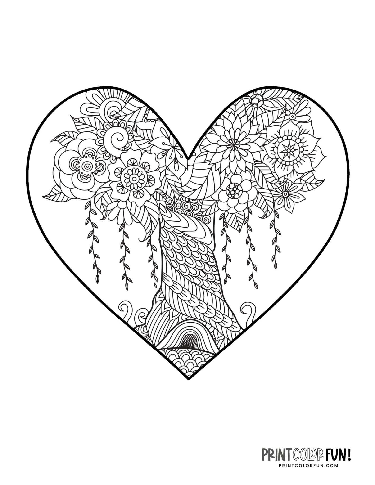 100+ printable heart coloring pages: A huge collection of hearts for ...
