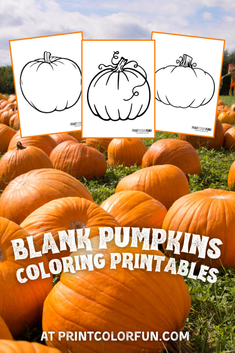 Pumpkin outline printables: 5 large blank pumpkin templates for autumn ...