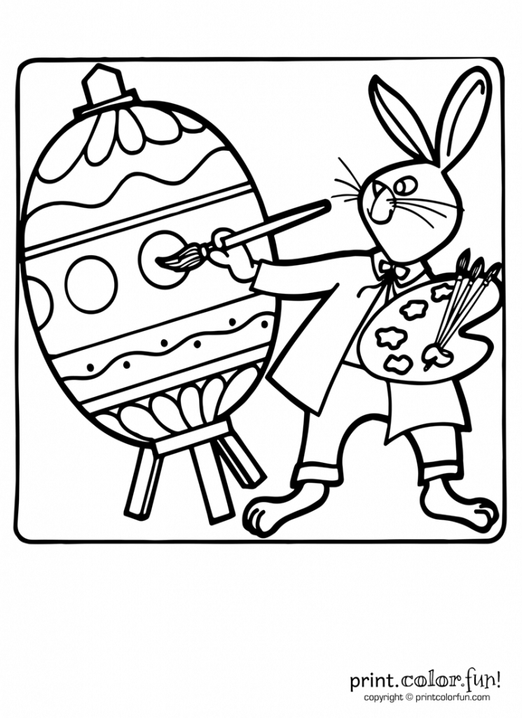 26 cute Easter bunny coloring pages, at PrintColorFun.com