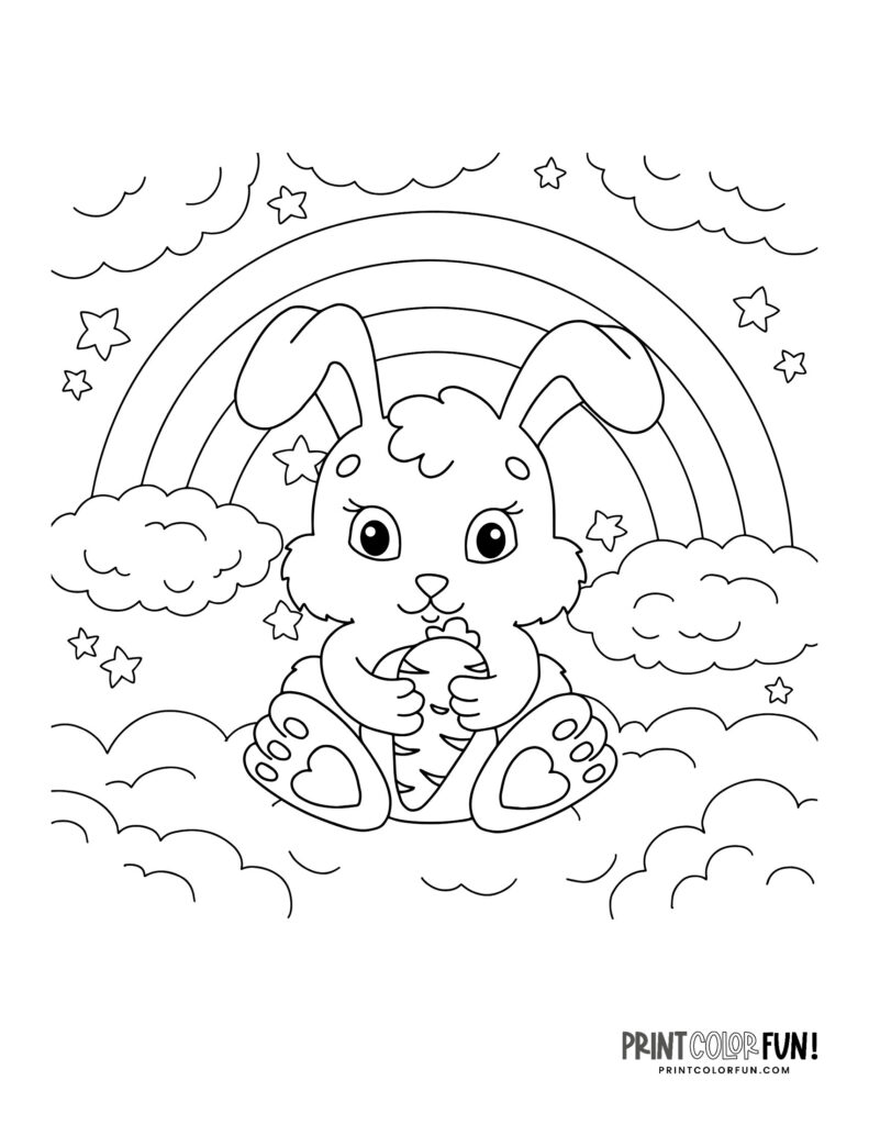 26 cute Easter bunny coloring pages, at PrintColorFun.com