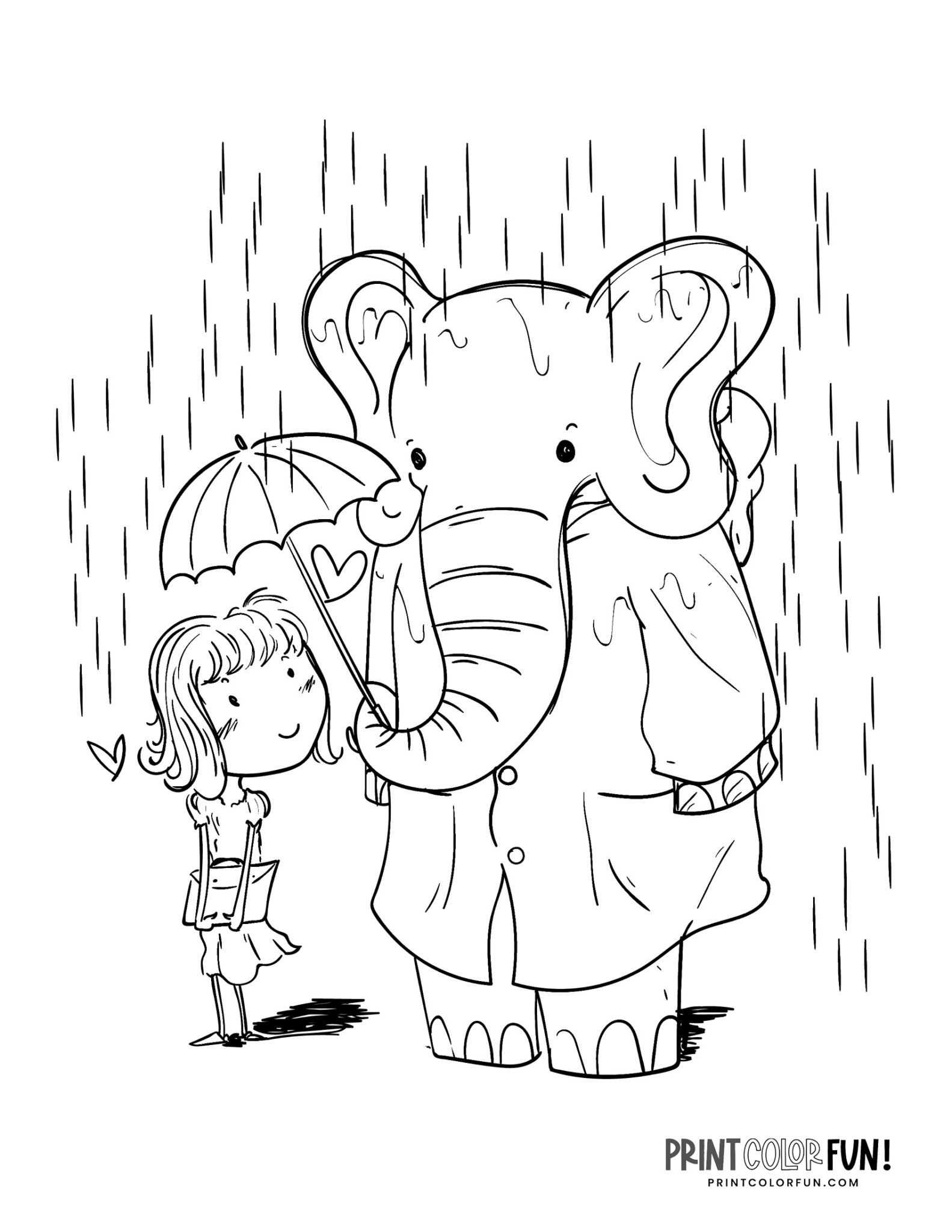 14 cute cartoon elephant coloring pages to print, at PrintColorFun.com
