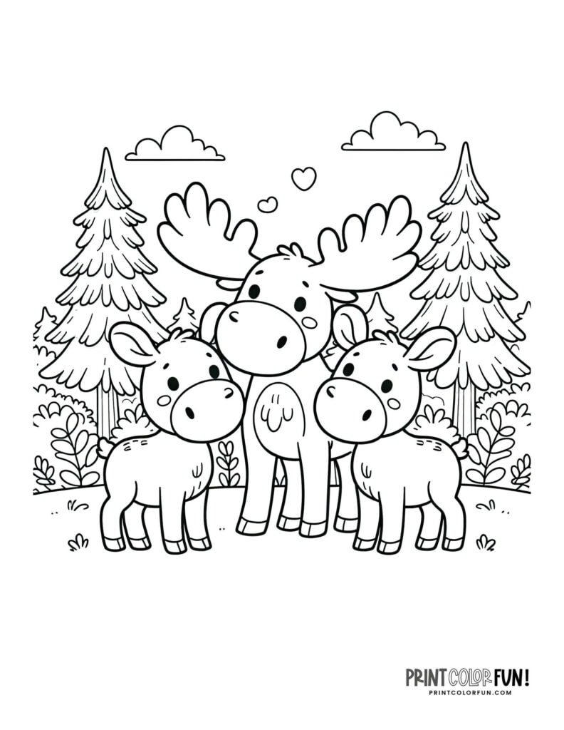 12+ Moose clipart & coloring pages, plus 10 engaging craft and learning ...
