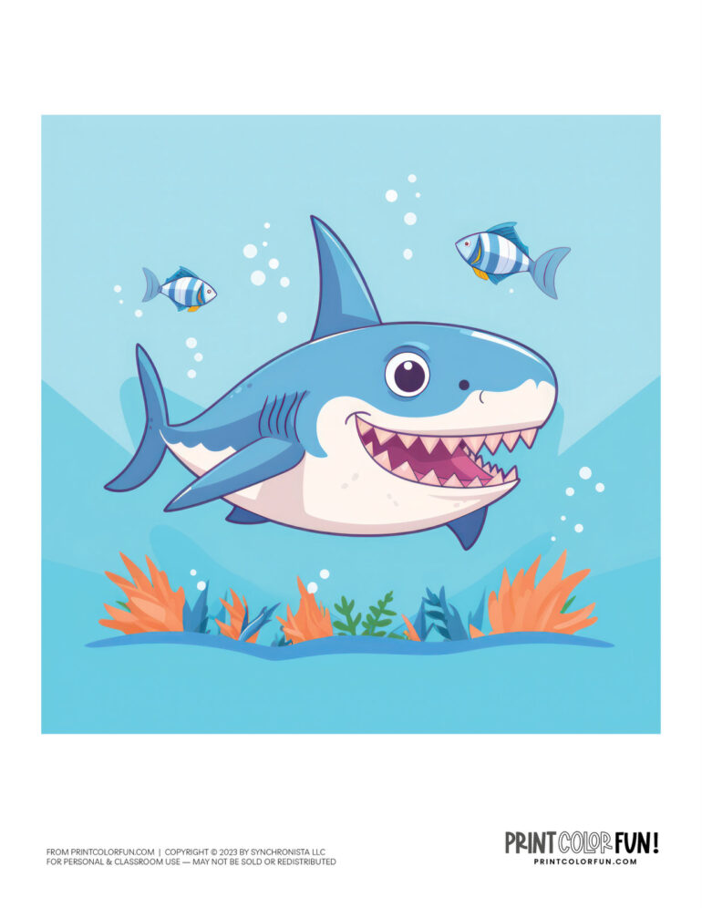 21 shark clipart & coloring pages: Dive into a sea of fun and ...
