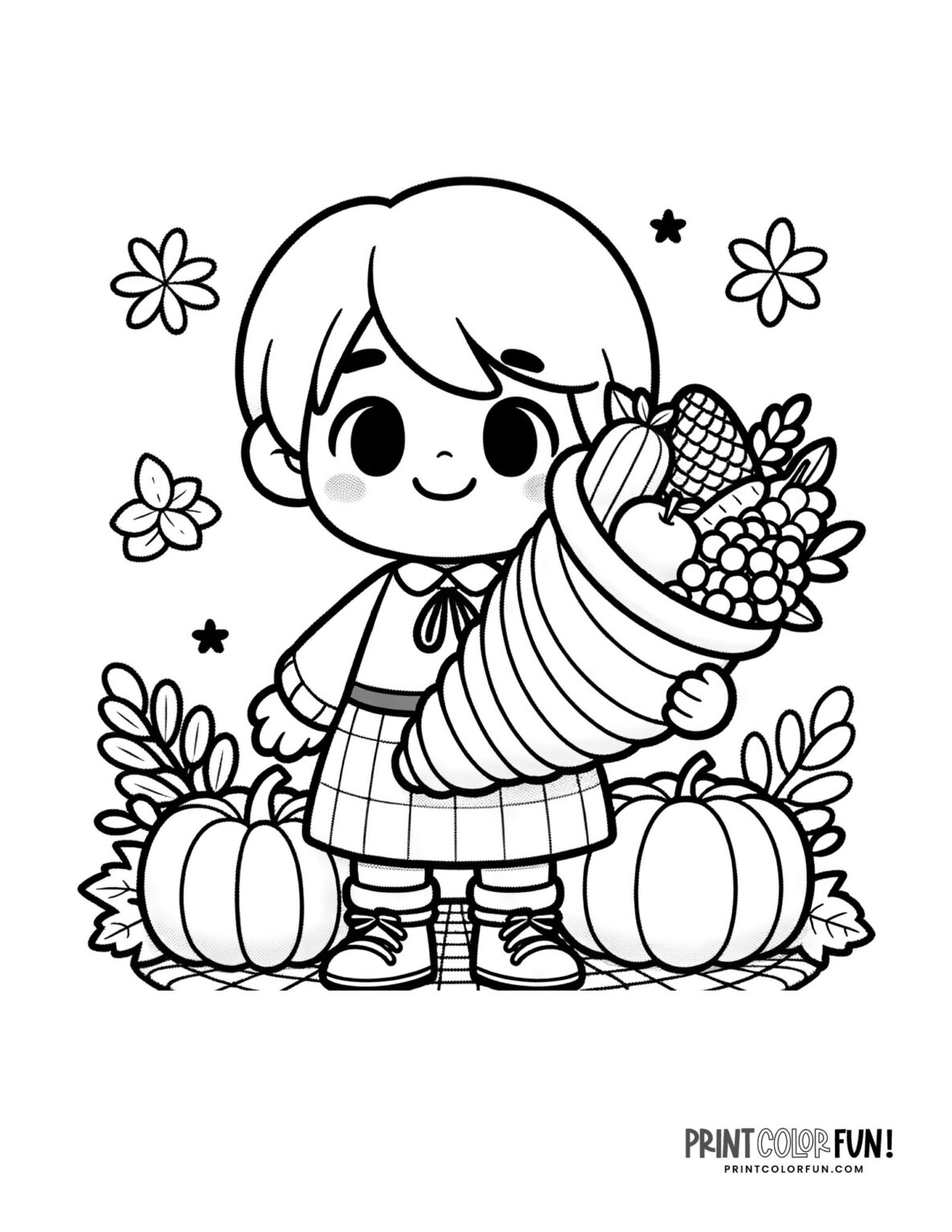 6 fun Thanksgiving cornucopia coloring pages: Color, craft & learn!, at ...