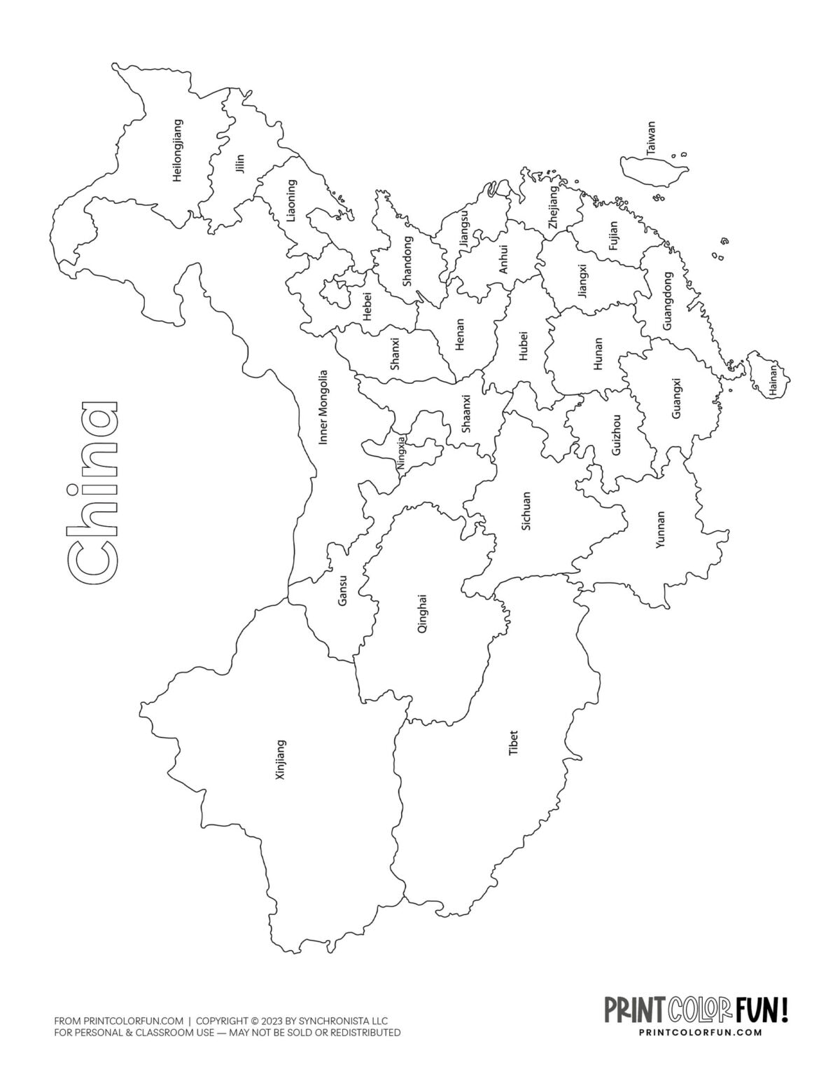 Maps of China, the Chinese flag, Great Wall of China coloring pages ...