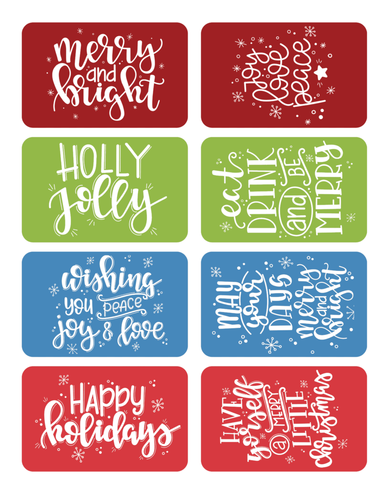 Free printable Christmas gift tags: 20+ sets of full-color holiday card ...