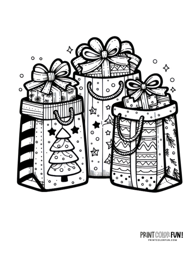 12 Christmas present clipart & coloring pages, plus quick & easy ...