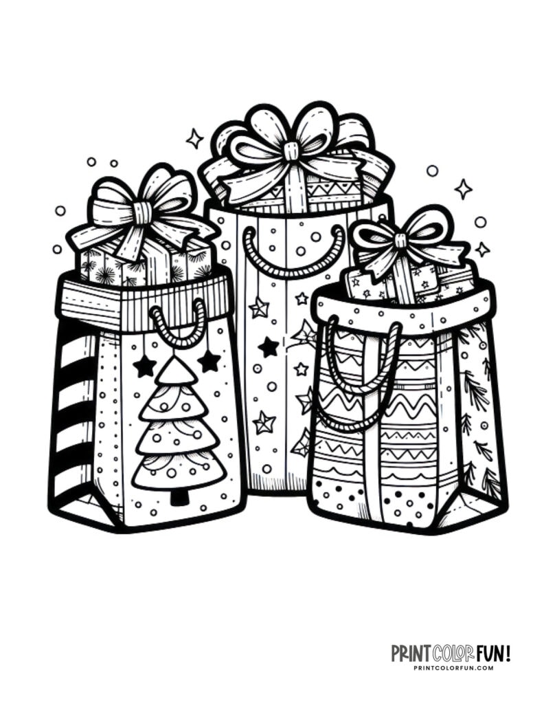 12 Christmas present clipart & coloring pages, plus quick & easy ...