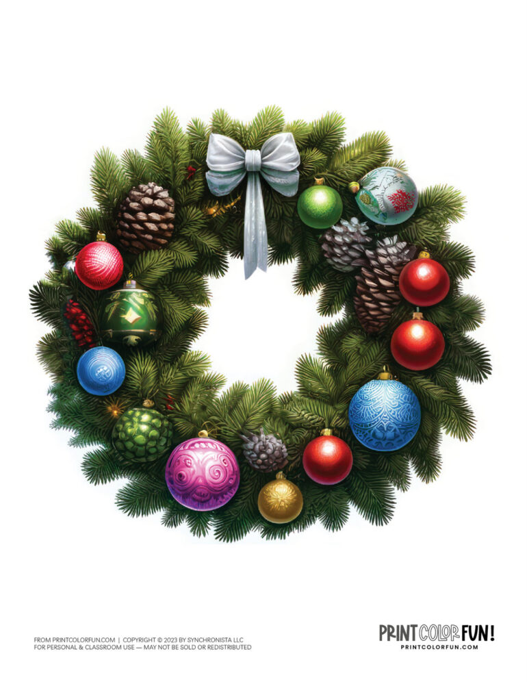 Christmas wreath clipart: A festive collection of 23 coloring pages ...