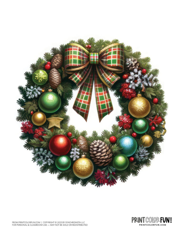 Christmas wreath clipart: A festive collection of 23 coloring pages ...