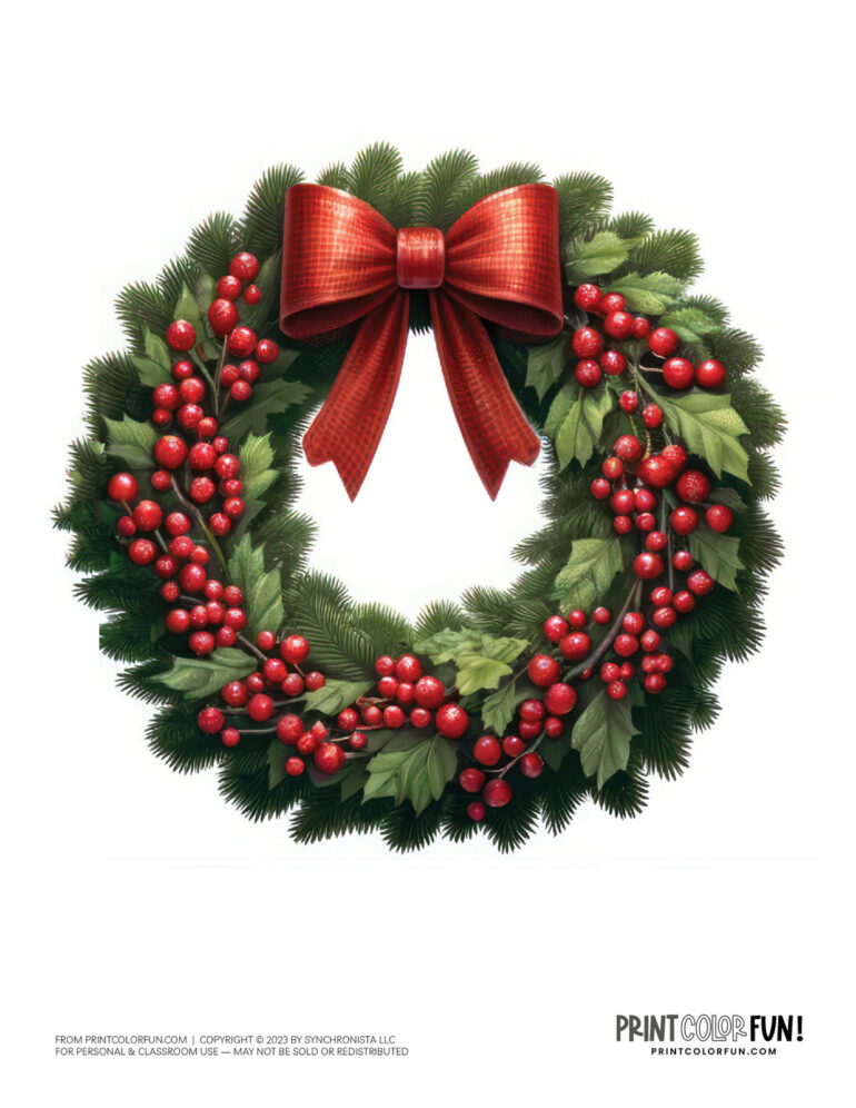 Christmas wreath clipart: A festive collection of 23 coloring pages ...