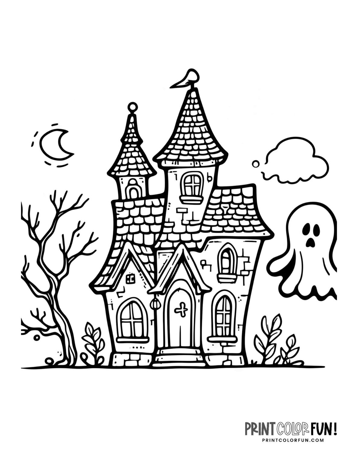 15 haunted house coloring pages + easy craft activities for Halloween ...