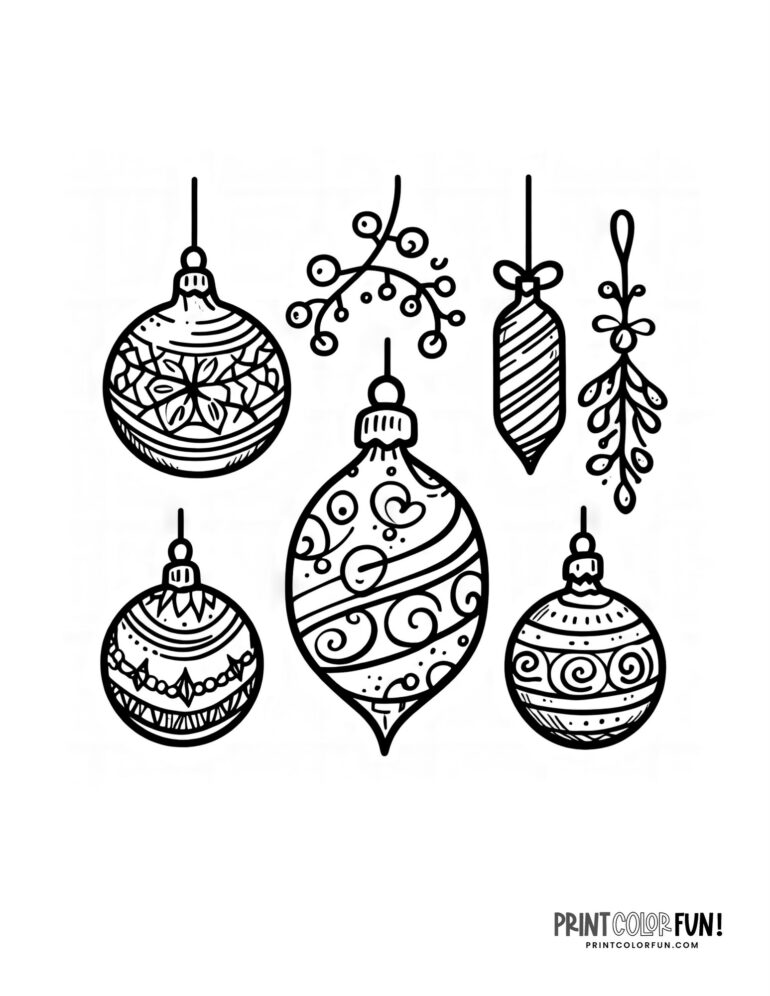 23 Christmas ornament clipart & coloring pages for happy holiday fun ...