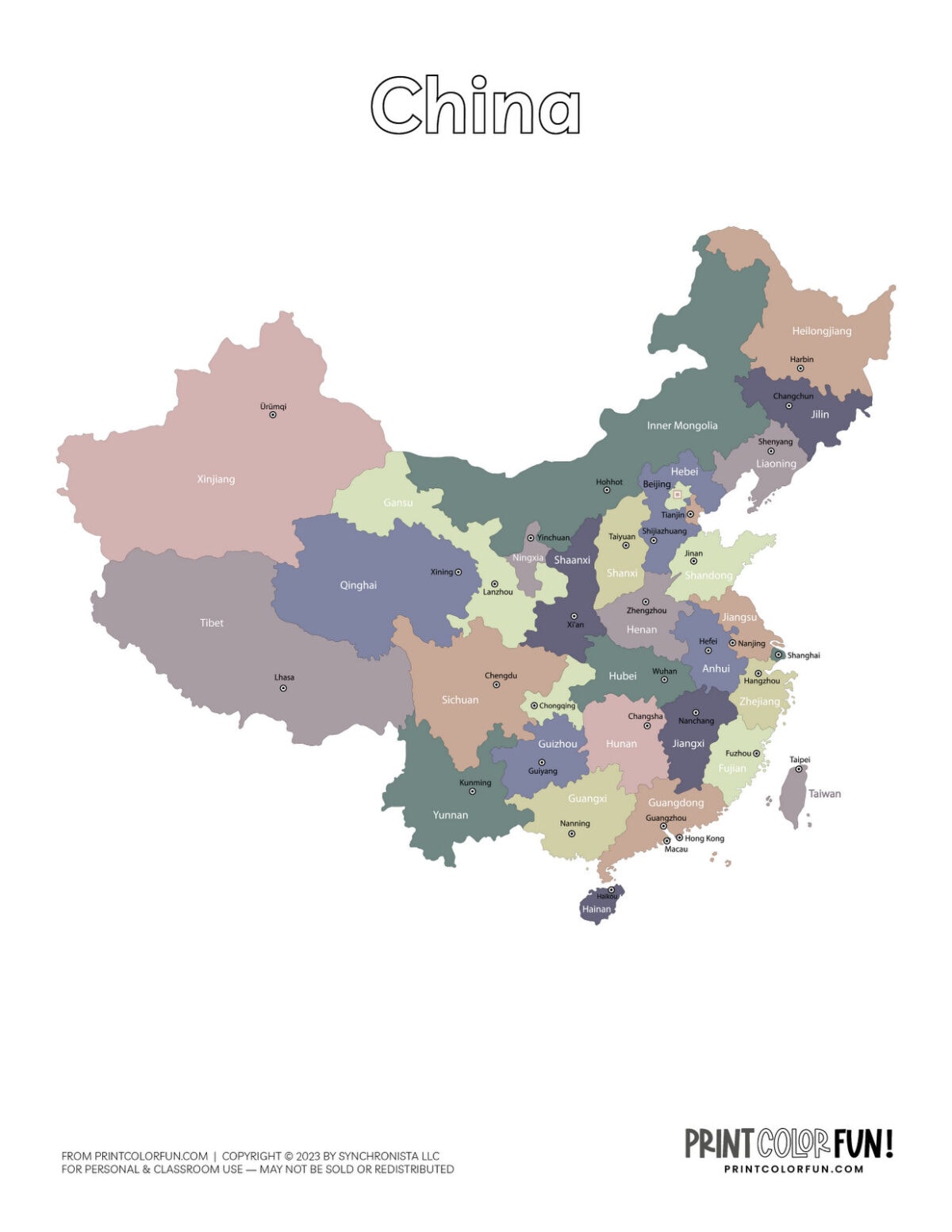 Maps of China, the Chinese flag, Great Wall of China coloring pages ...