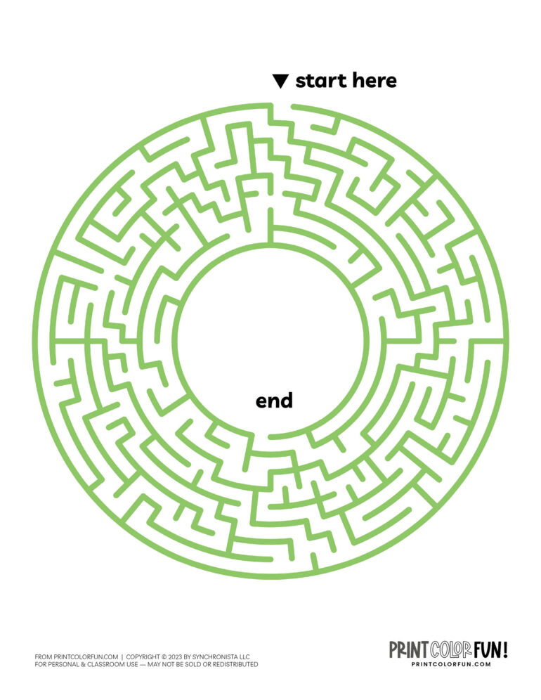 Medium maze difficulty: 18 intermediate skill printable mazes to solve ...