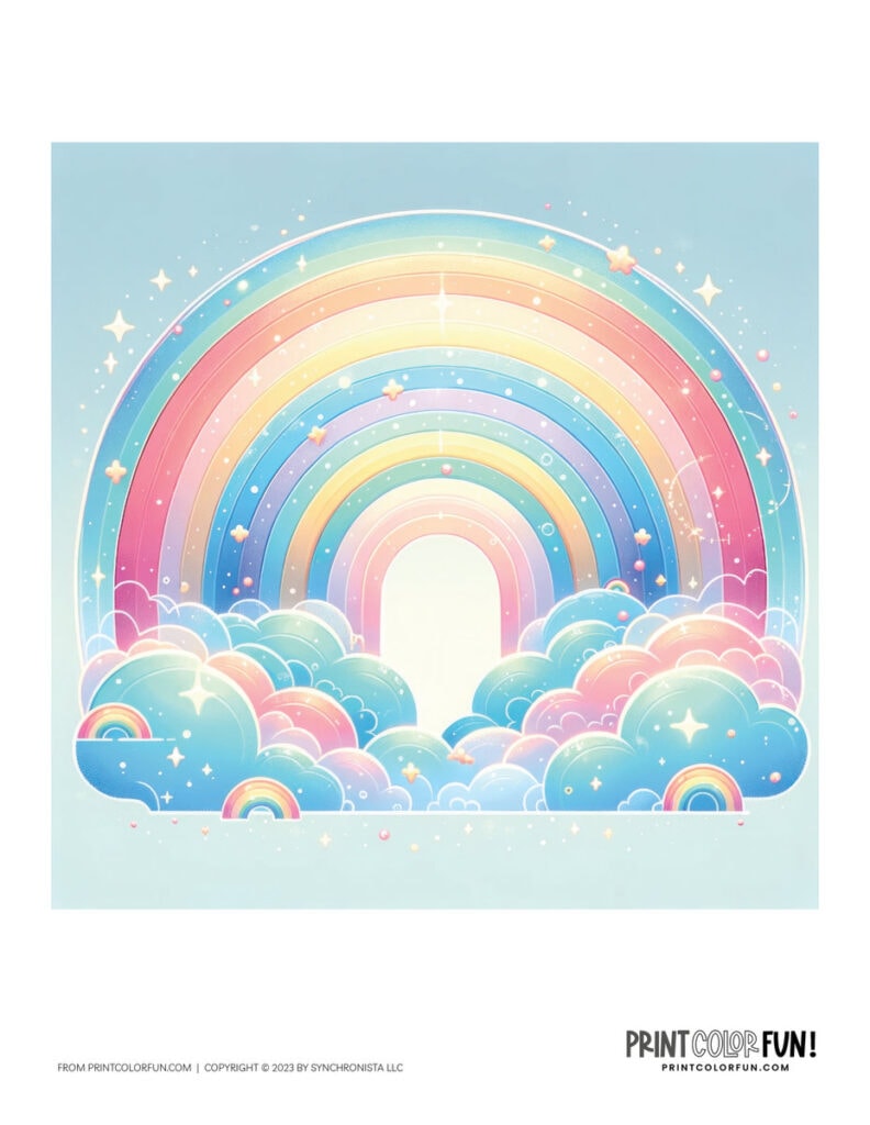 Rainbow clipart & coloring page magic + 10 colorful craft & learning ...