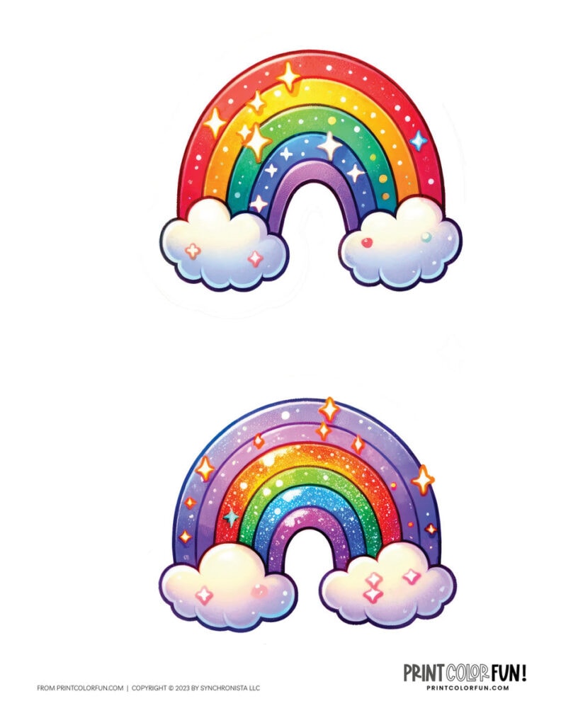 Rainbow clipart & coloring page magic + 10 colorful craft & learning ...