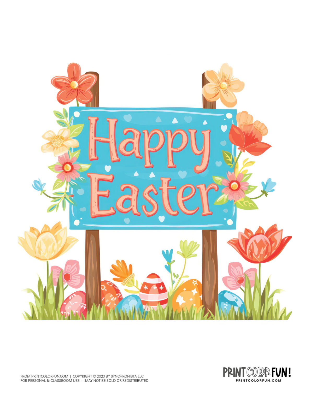 8 Happy Easter clipart signs: Colorful & cute printable holiday decor ...