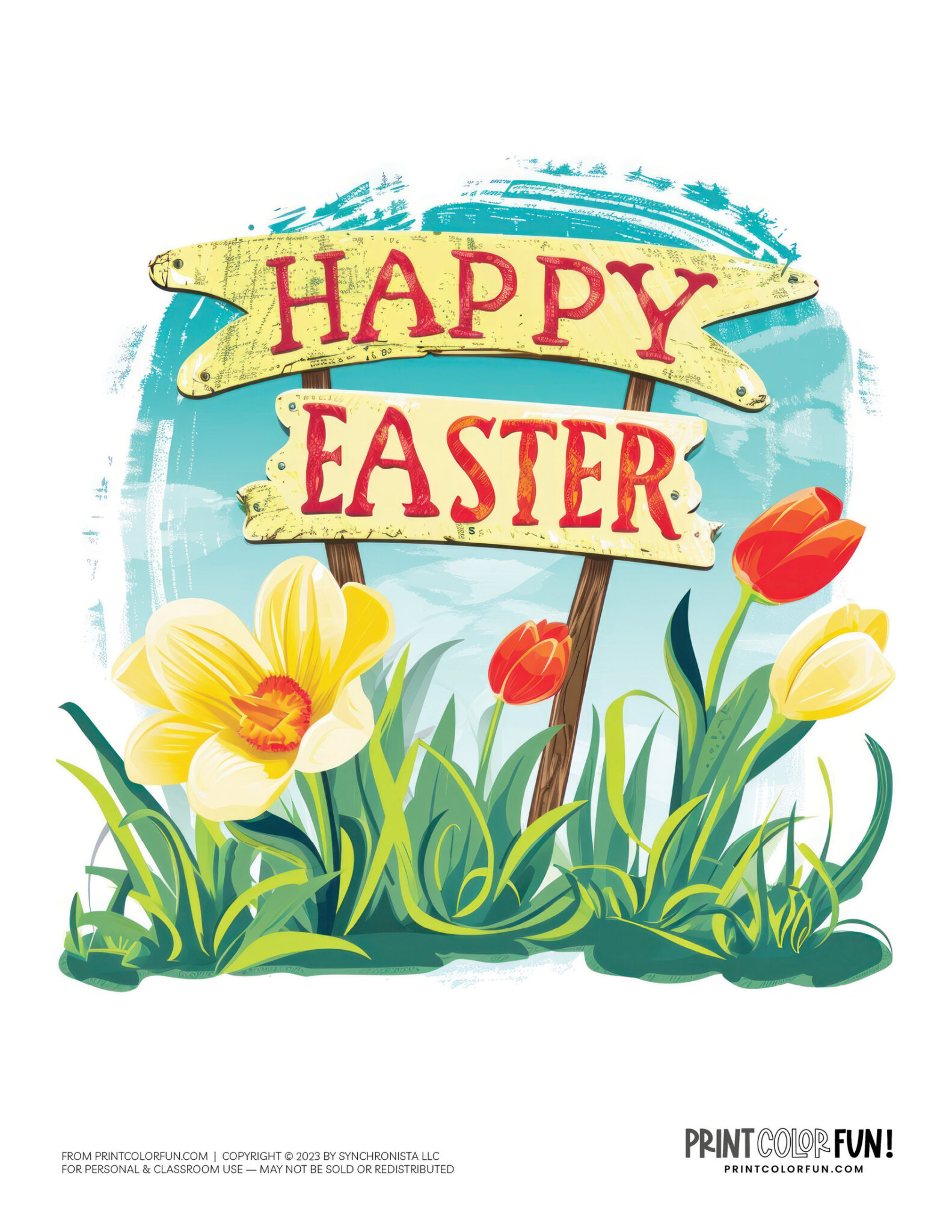 8 Happy Easter clipart signs: Colorful & cute printable holiday decor ...