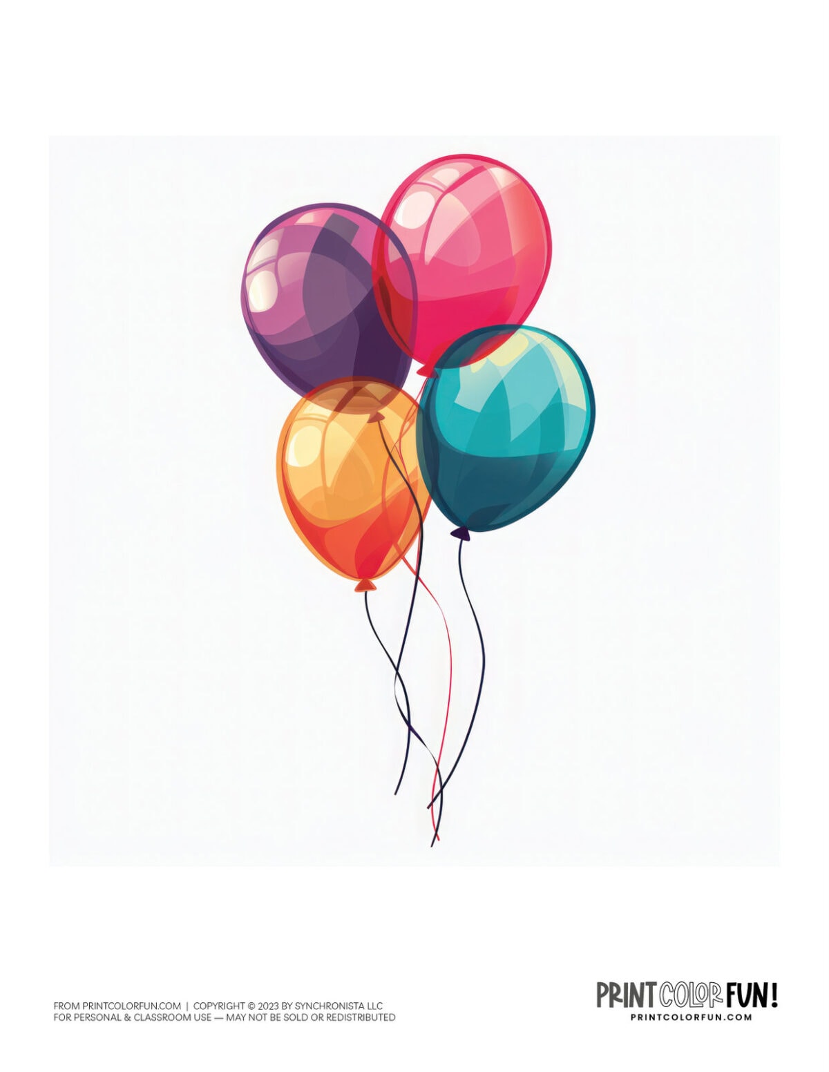 Party balloon clipart & coloring pages + 10 creative learning ideas for ...