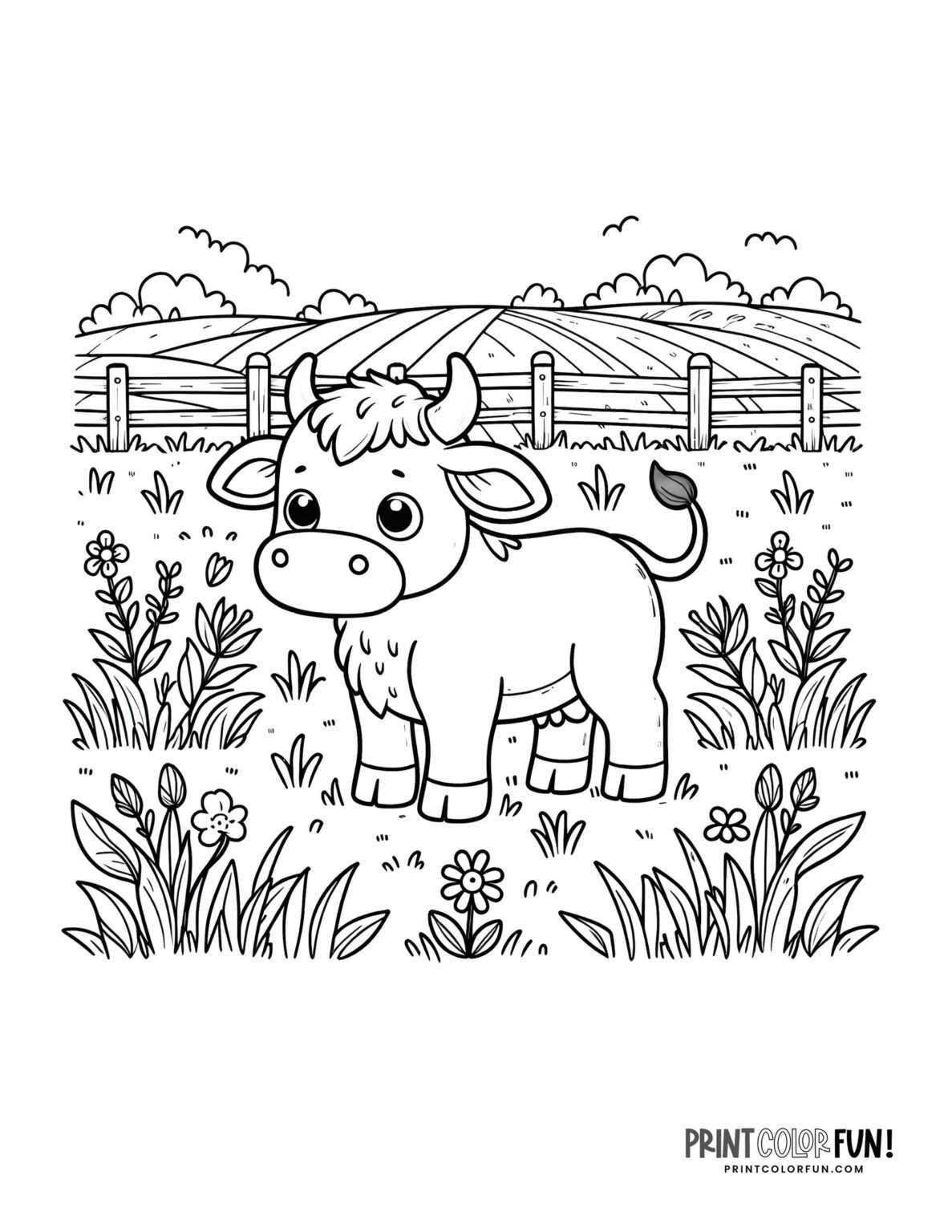 Cow coloring pages & clipart, at PrintColorFun.com