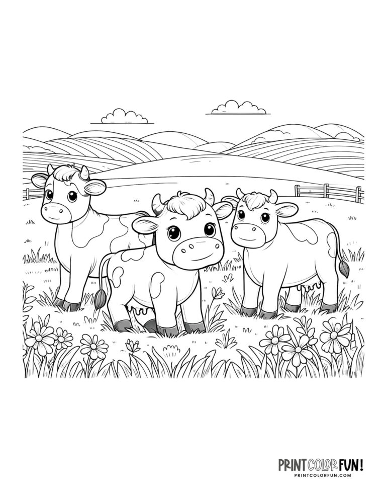 Cow coloring pages & clipart, at PrintColorFun.com