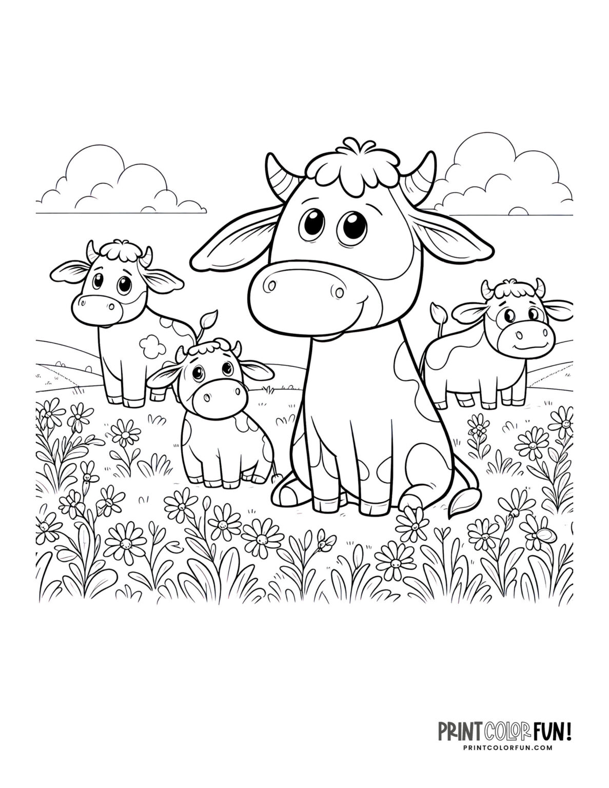 Cow coloring pages & clipart, at PrintColorFun.com