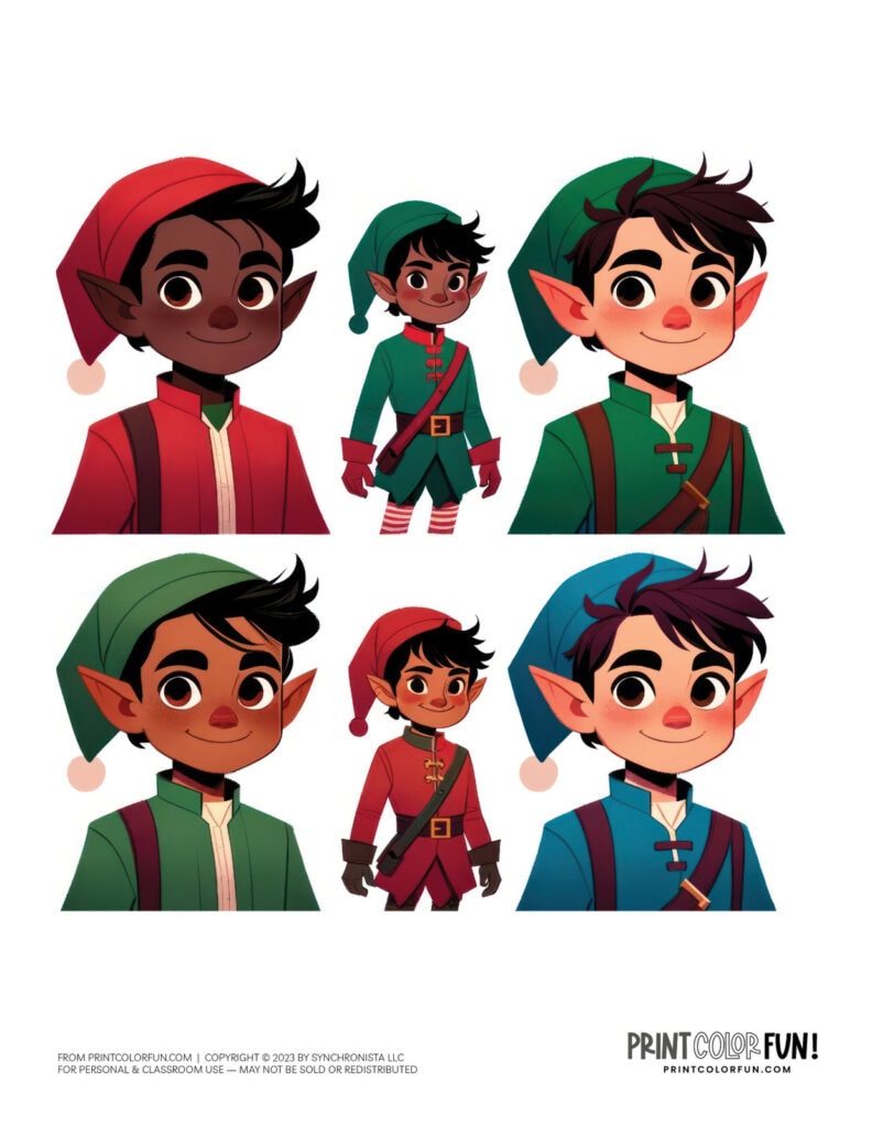 20 cute Christmas elves: Santa's elves clipart & coloring pages direct ...