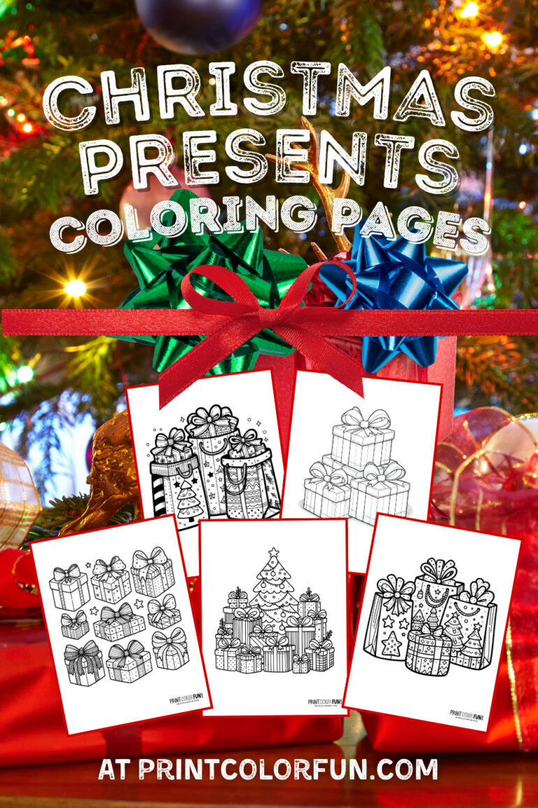12 Christmas present clipart & coloring pages, plus quick & easy ...
