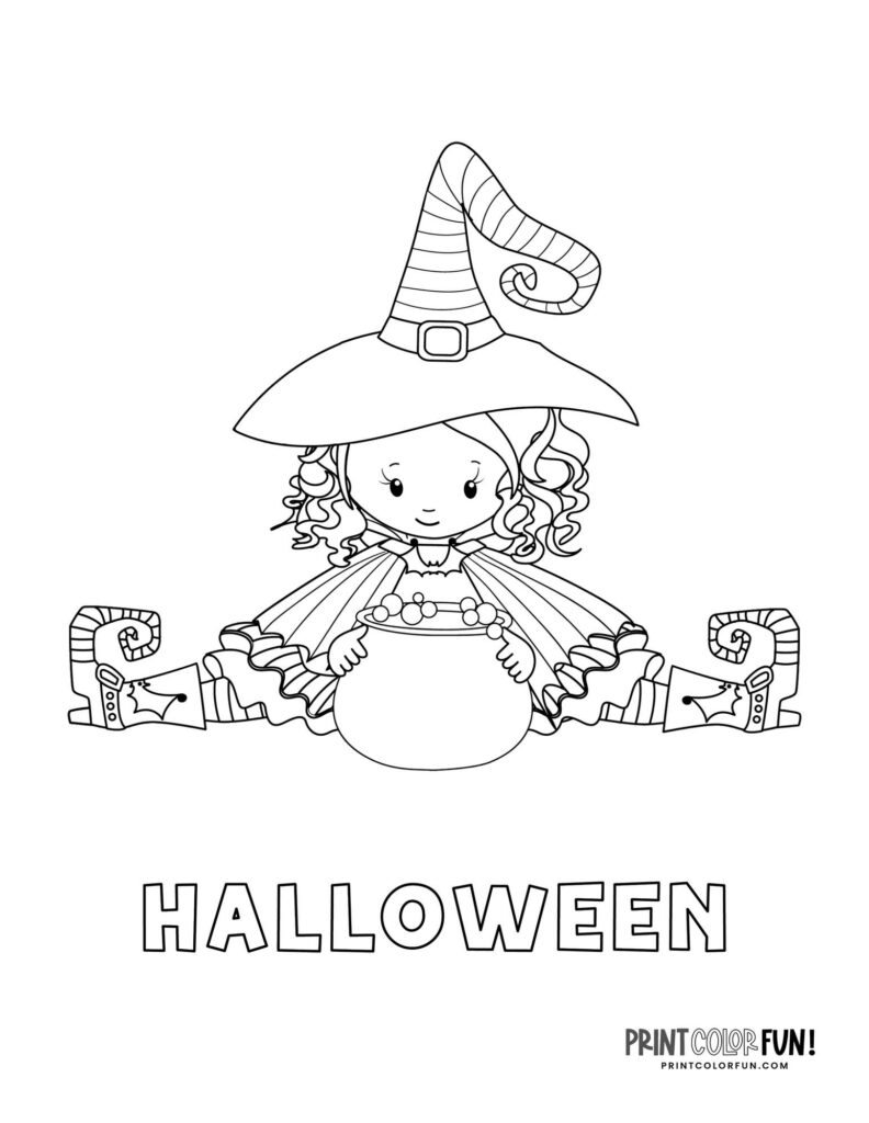 10 witch coloring pages for Halloween craft fun and learning, at ...