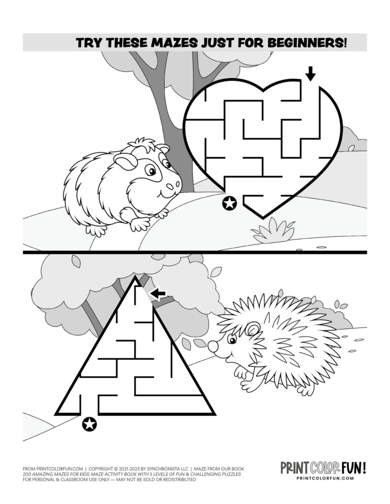 Easy mazes for kids: 16 beginner puzzles for littles, at PrintColorFun.com